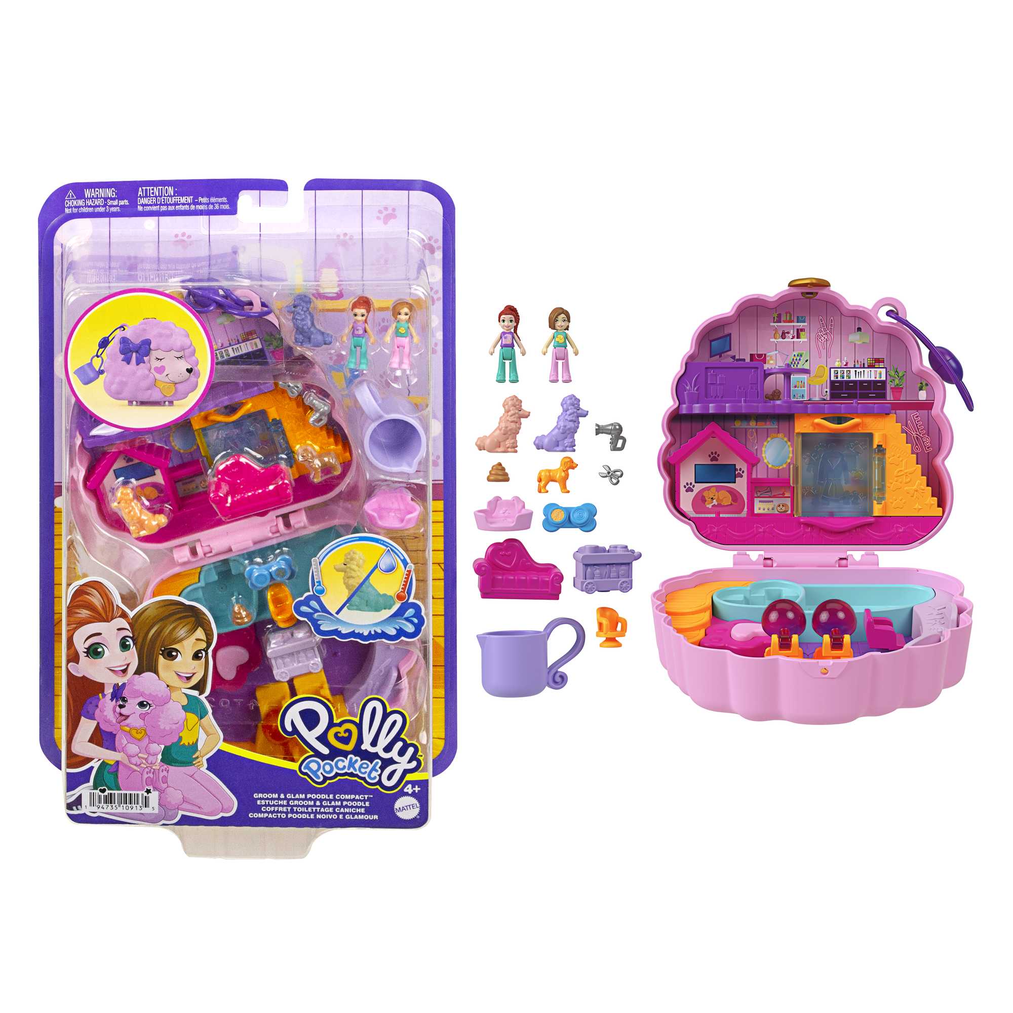 Boneca - Conjunto Polly Pocket - Sparkle Cove Adventure - Spa Poodle MATTEL