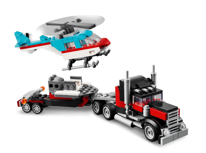 Blocos de Montar - Creator 3 em 1 - Caminhao Plataforma com Helicoptero ...