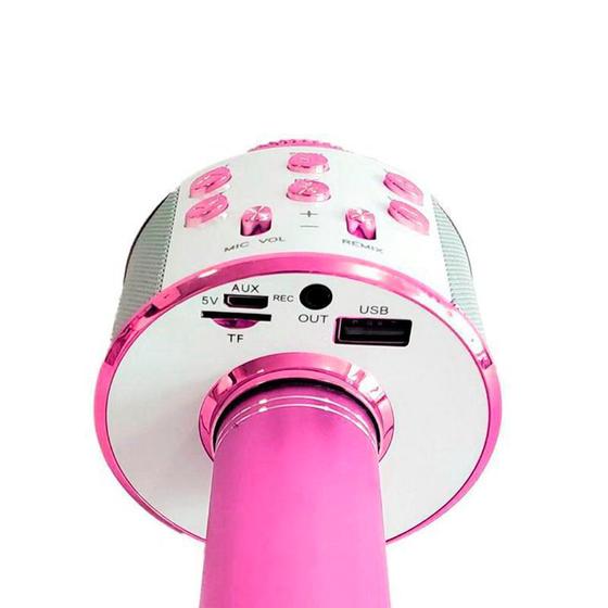 Microfone - Bluetooth Karaoke - Star Voice - Rosa Pink LUMINUS IMPORTACAO E